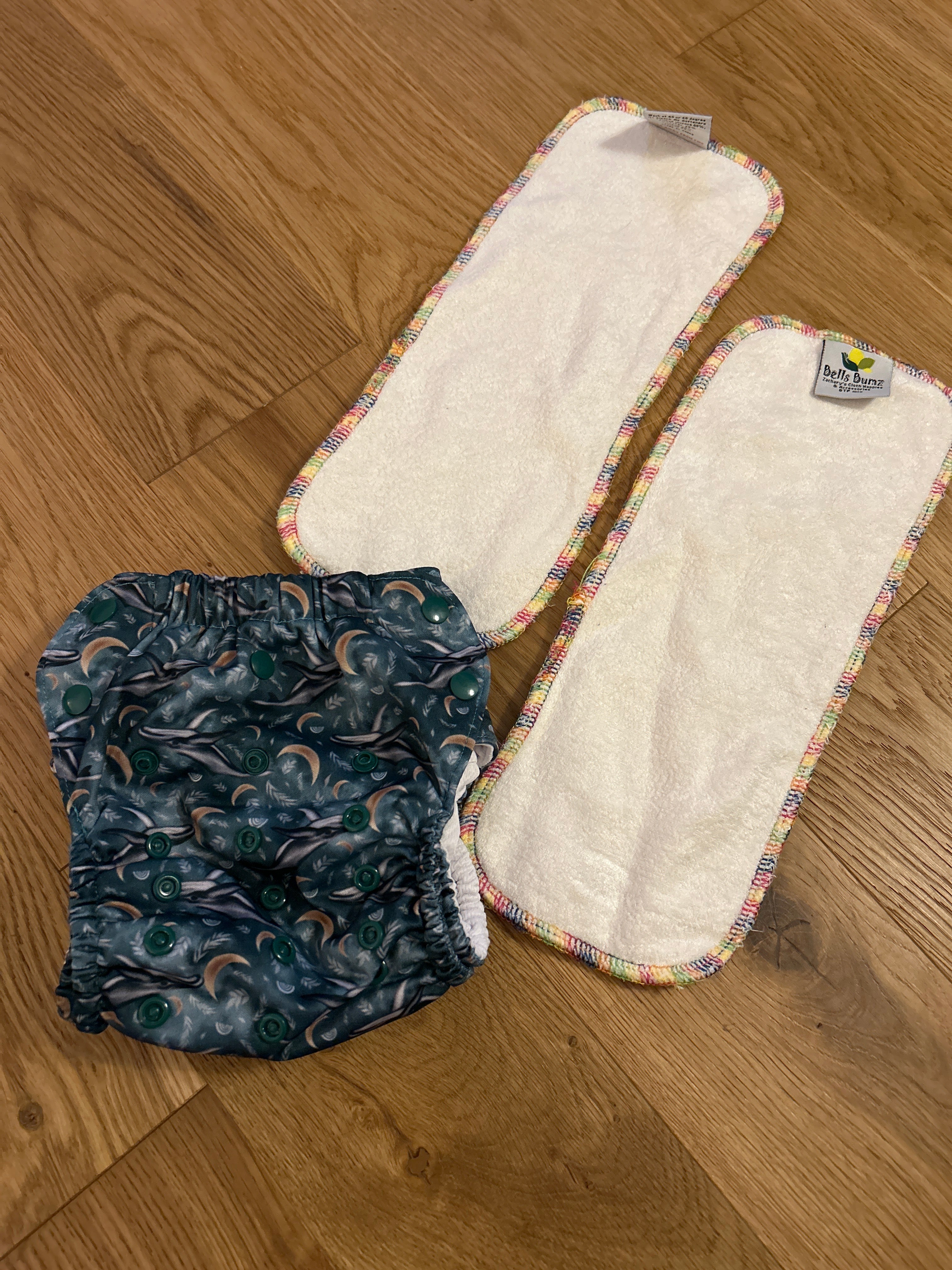 Bells Bumz - Pocket Nappy with two BTP mix inserts (084) – ReNappy